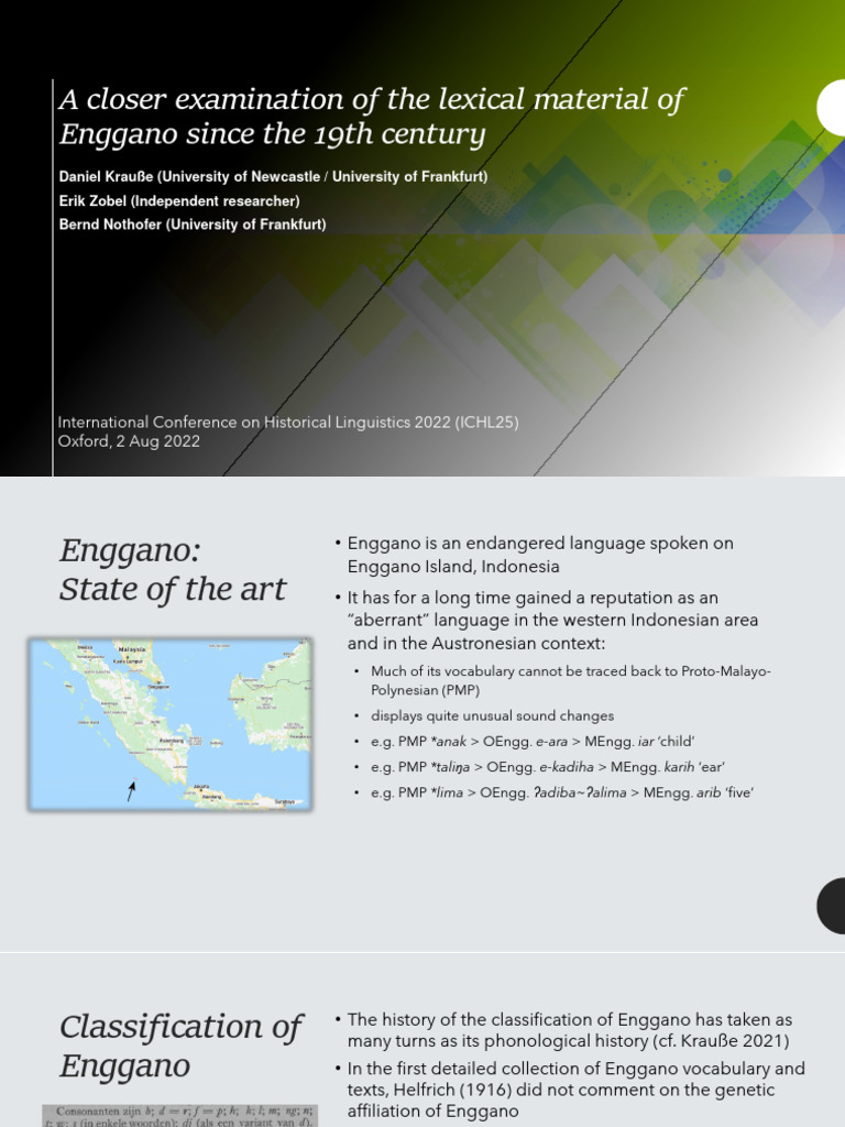 A Closer Examination of The Lexical Material of Enggano Since The 19th ...