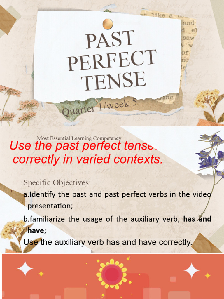 Past Perfect Tense Guide | PDF | Language Arts & Discipline