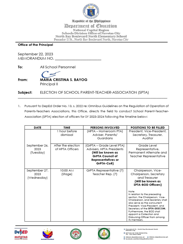 Election of Spta Sy 2023-2024 | PDF
