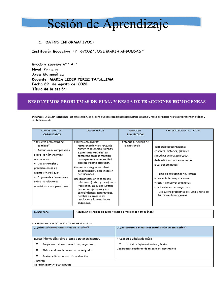 Suma y Resta de Fracciones Homogéneas | PDF | Sustracción | Aprendizaje