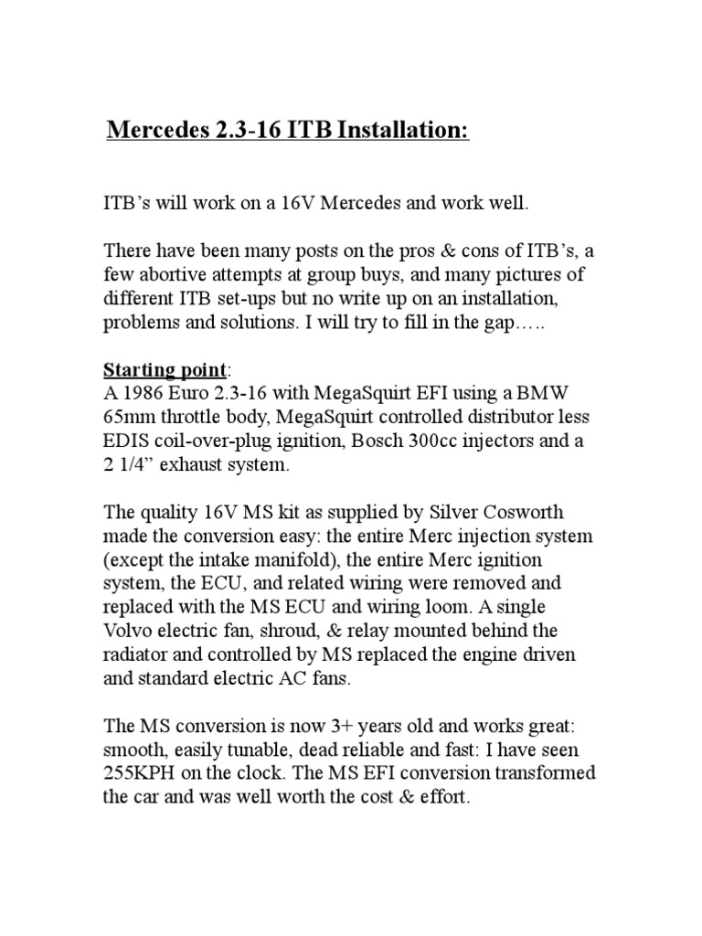 ITB Installation | PDF | Fuel Injection | Throttle