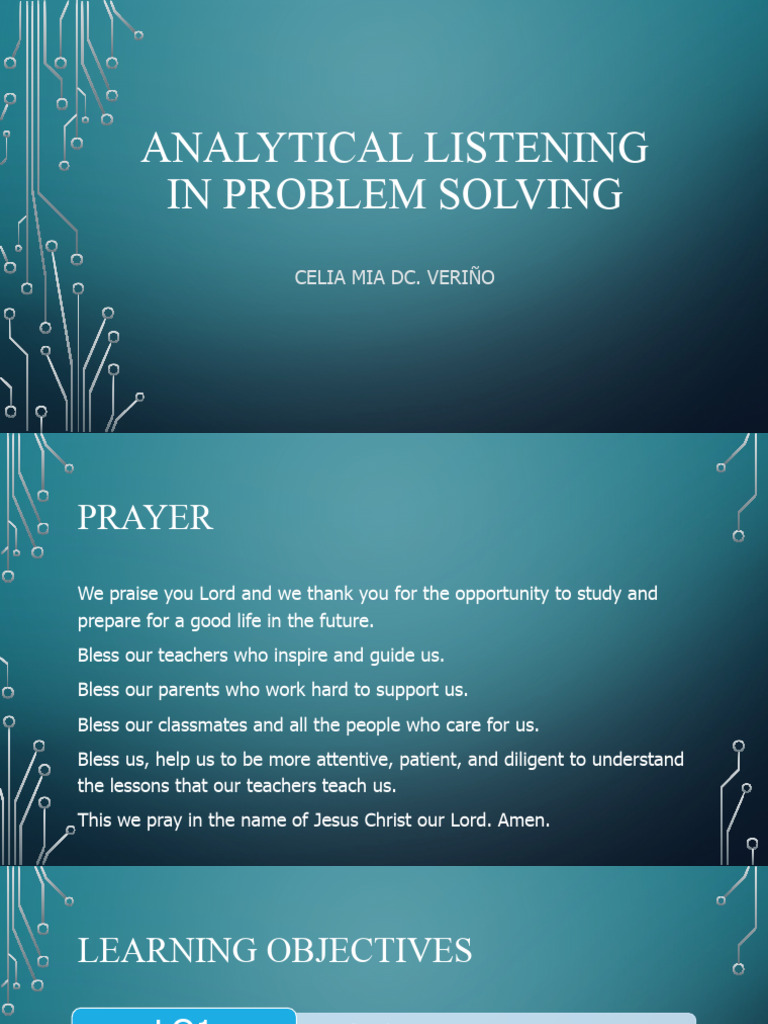 Analytical Listening in Problem Solving | PDF | Evaluation | Nonverbal ...