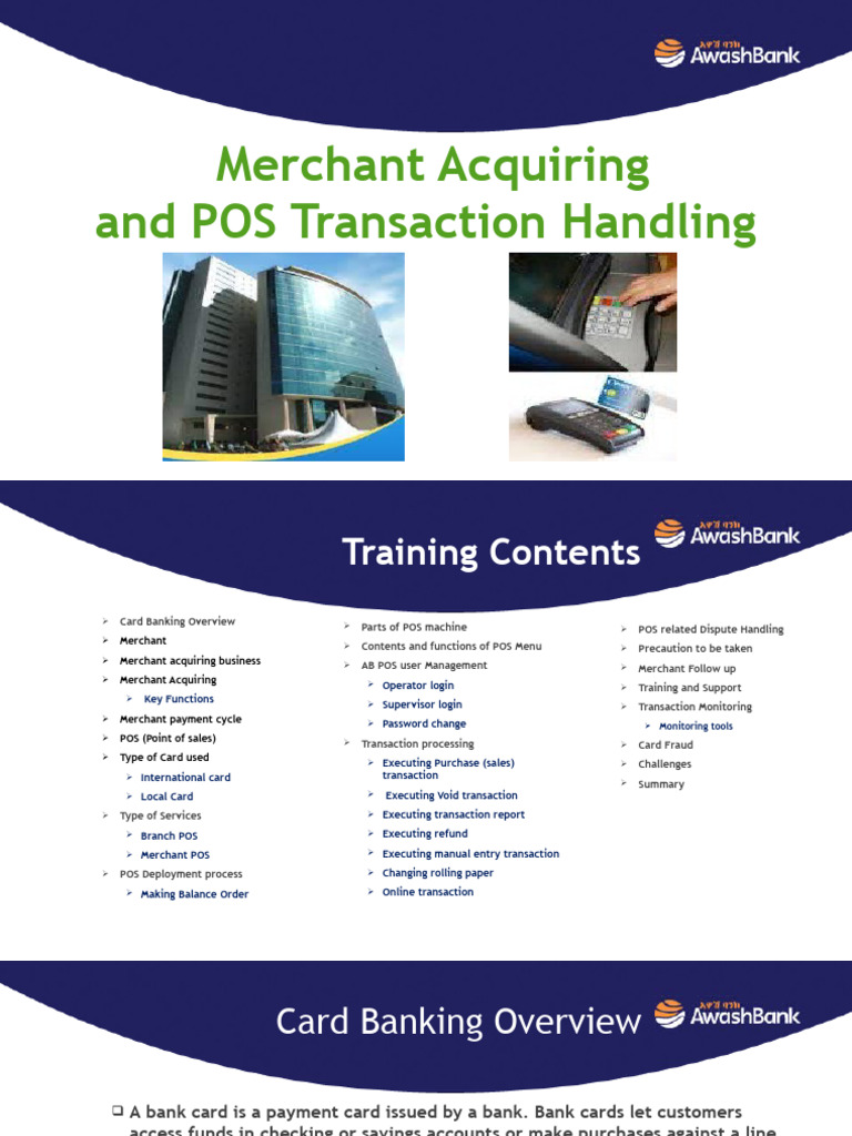 Merchant Acquiring (POS) Training Manual | PDF