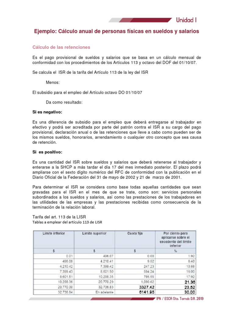 ejemplo_s2_calculo_anual | PDF | Impuesto sobre la renta | Salario