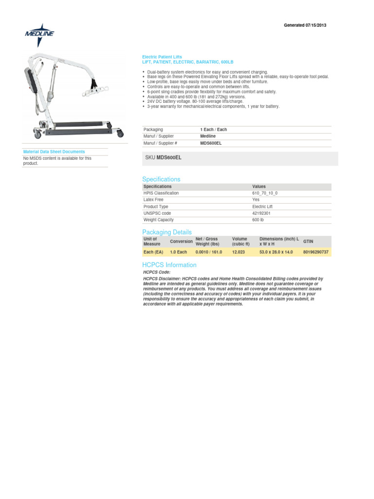 Brochure Mds600el Medline 2 | PDF | Electromagnetism | Manufactured Goods