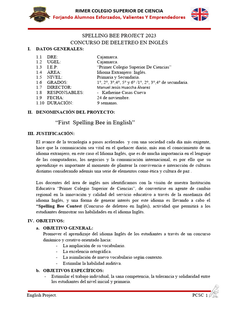 Spelling Bee Project 2023 | PDF