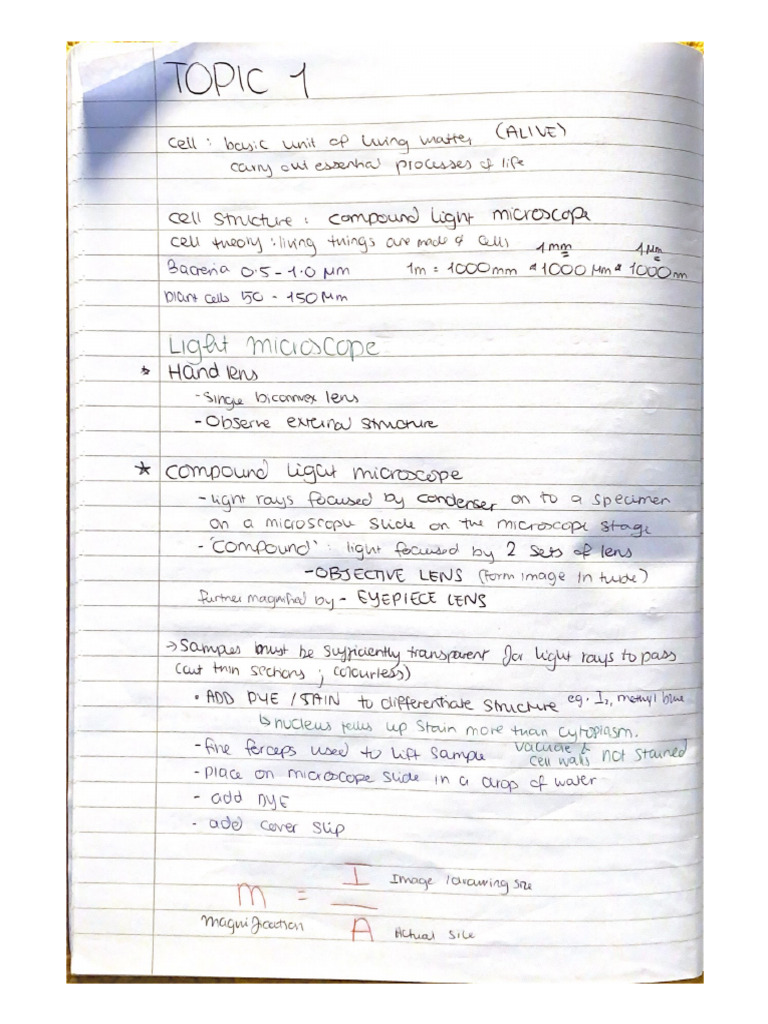 9700 A Level Biology Topic 1 | PDF