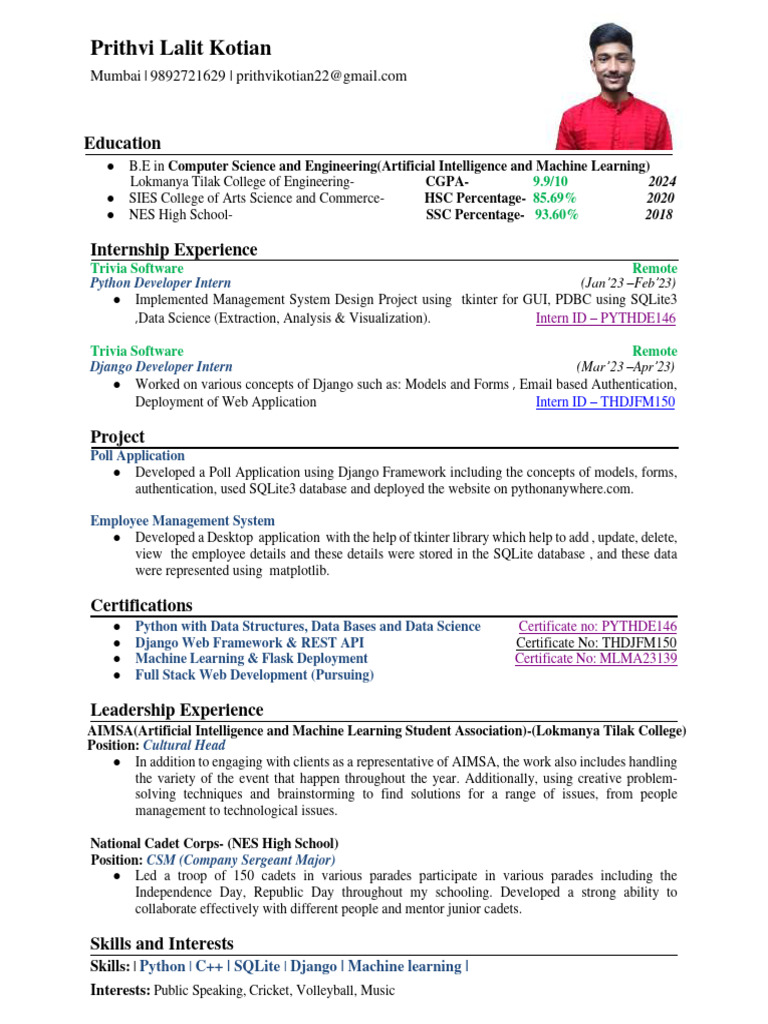 Prithvi's Resume | PDF