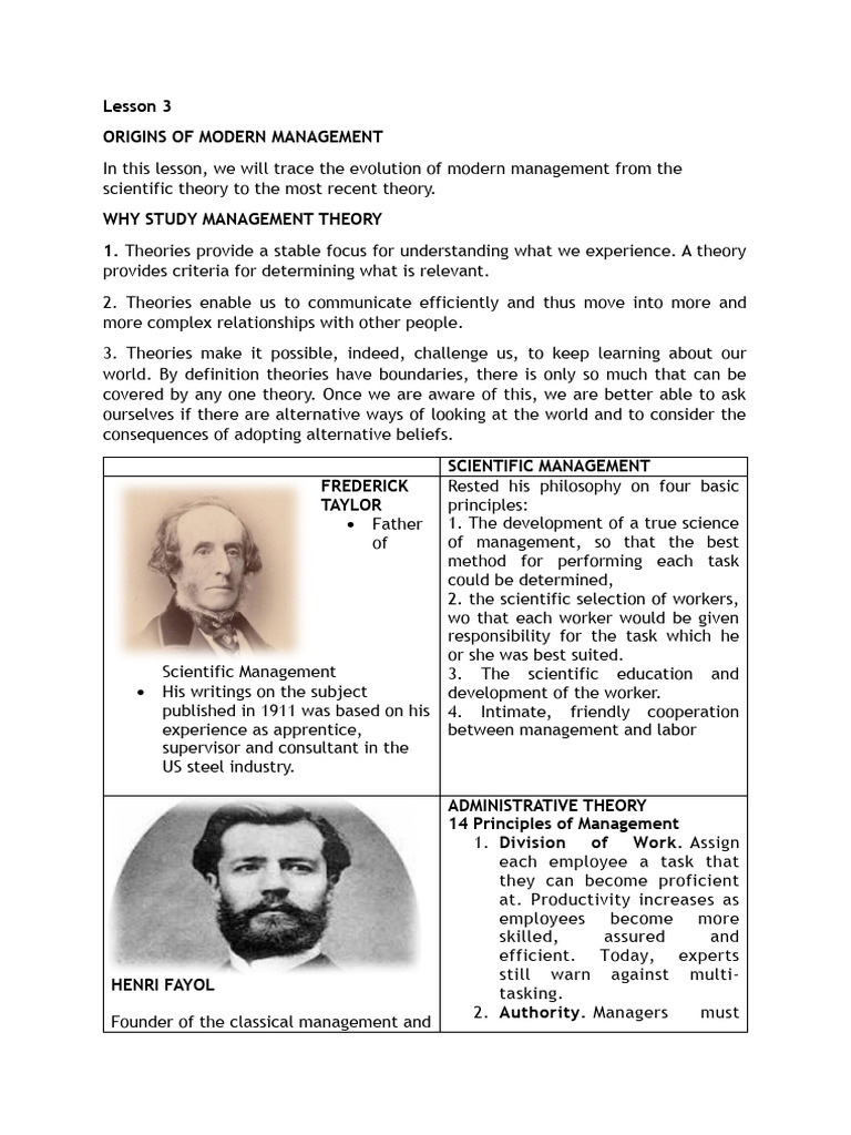Lesson 3 Origins of Modern Management | PDF | Motivation | Motivational