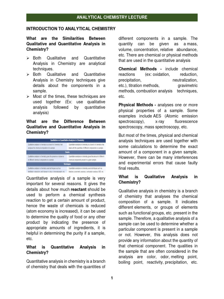 Qualitative vs Quantitative Chemistry | PDF | Analytical Chemistry ...