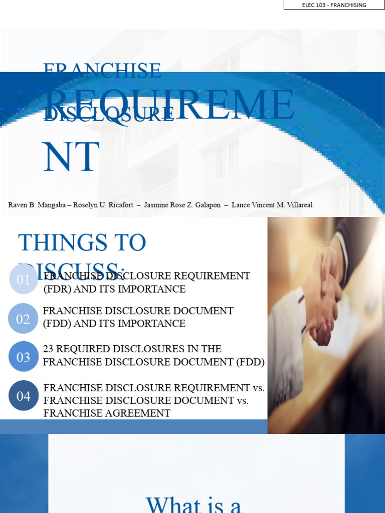 Franchise Disclosure Requirement (FDR) Report | PDF | Finance & Money ...