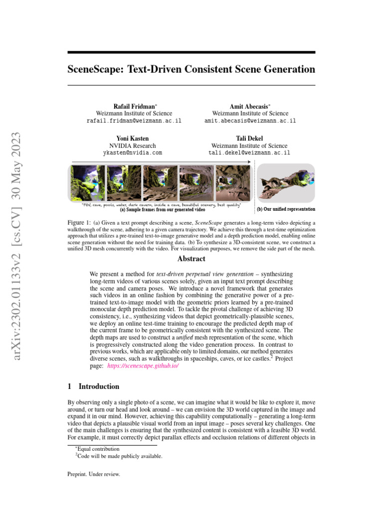 【视频生成】SceneScape Text-Driven Consistent Scene Generation | Download Free PDF | 3 D Computer ...