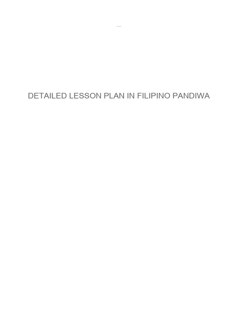 Detailed Lesson Plan in Filipino Pandiwa | PDF