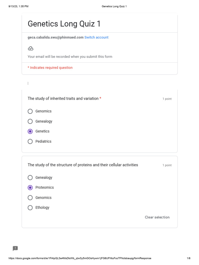 Genetics Long Quiz 1 p1 | PDF | Genetics | Dominance (Genetics)