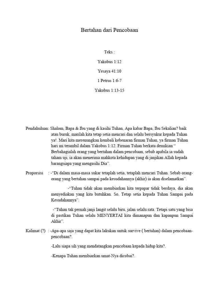 Bertahan Dari Pencobaan | PDF