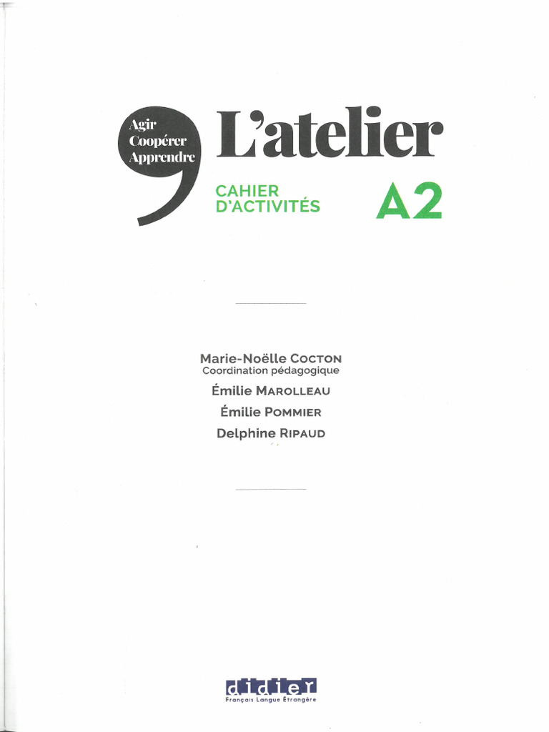 Latelier Methode de Francais Cahier A2 | PDF