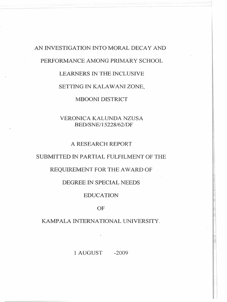 Veronica Kalunda Nzusa Moral Decay | PDF