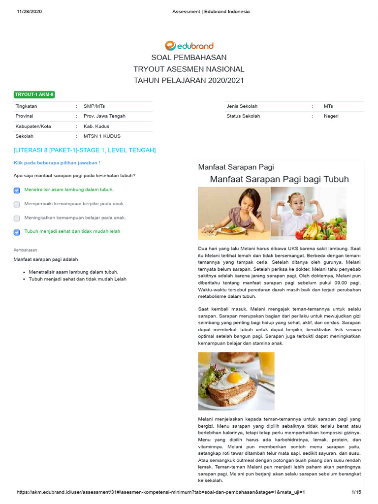 Assessment - Soal Literasi Stage 1 | PDF