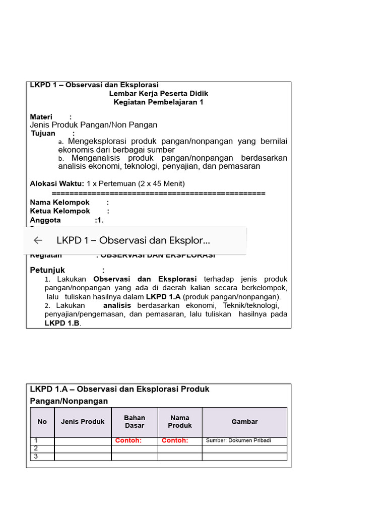 LKPD 1 - Observasi Dan Eksplorasi | PDF