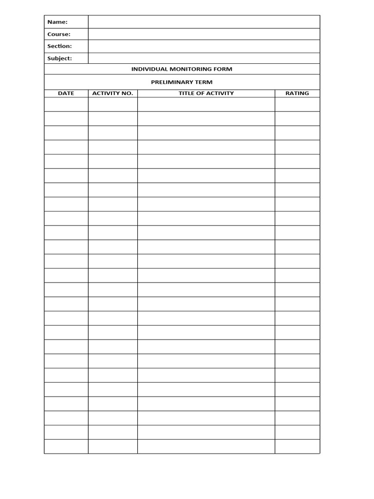 Individual Monitoring Sheet | PDF