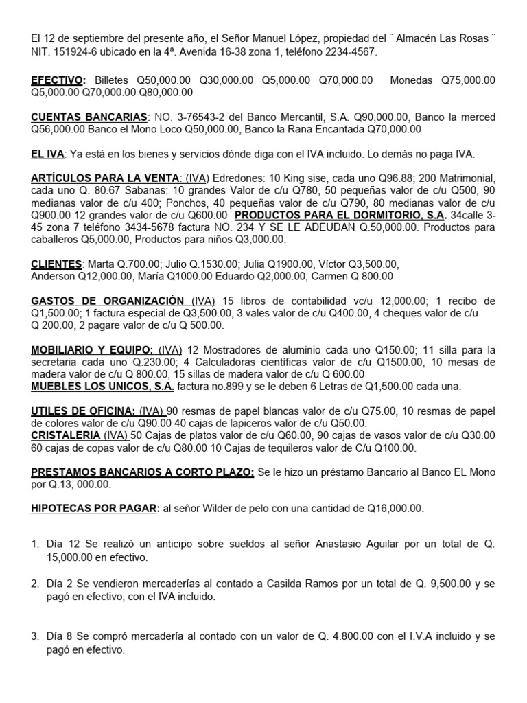 Ejercicio Contable No 1 | PDF