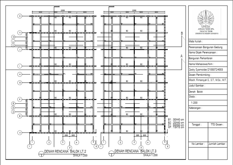 PBG-1. Denah Balok | PDF