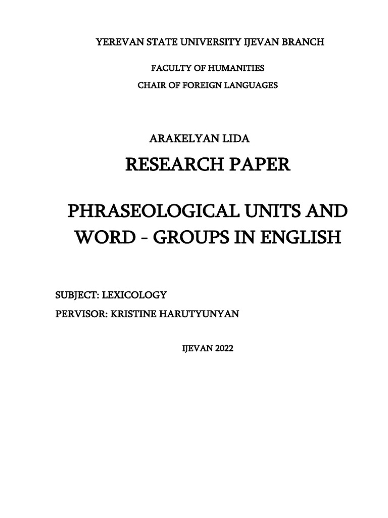 PhU and Word-Groups | PDF