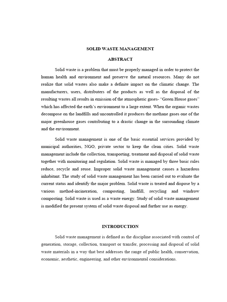 Solid Waste Management | PDF | Waste | Waste Management
