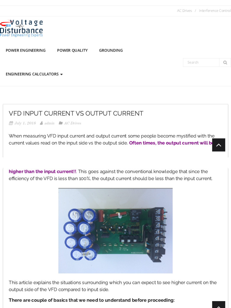 VFD Input Current vs Output Current – Voltage Disturbance | PDF
