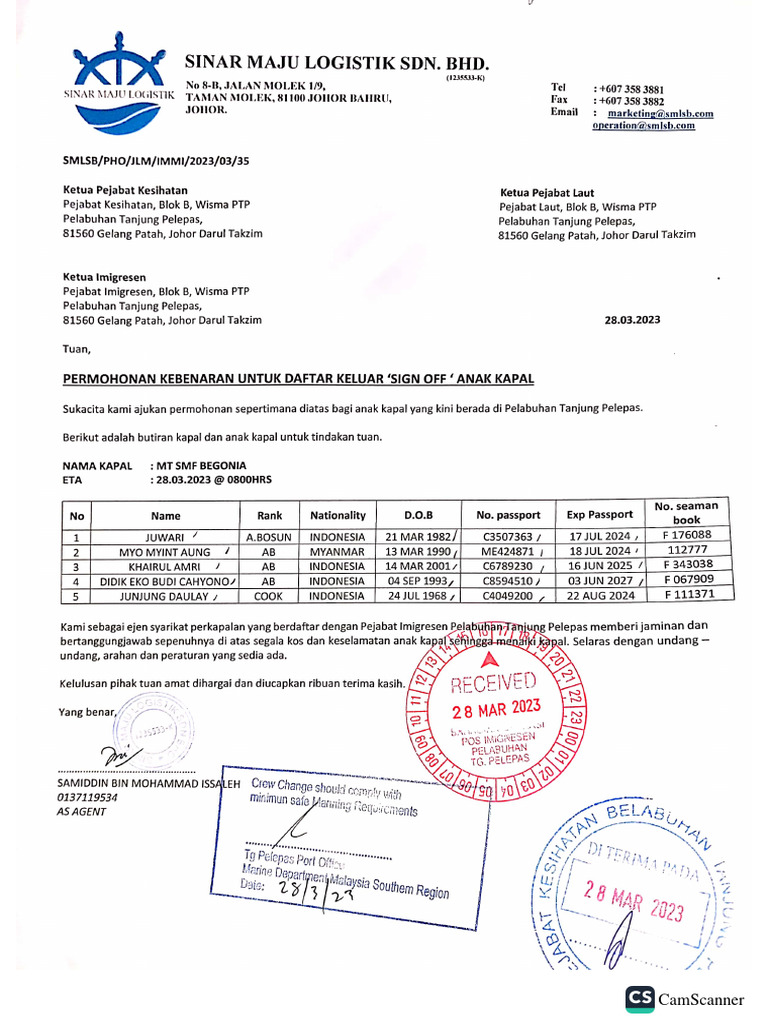 SMF Begonia - 5 Cree Sign Off | PDF