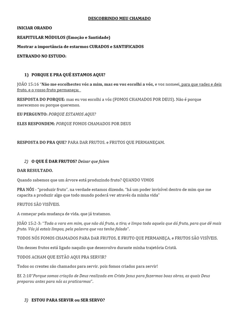 Descobrindo Meu Chamado | PDF