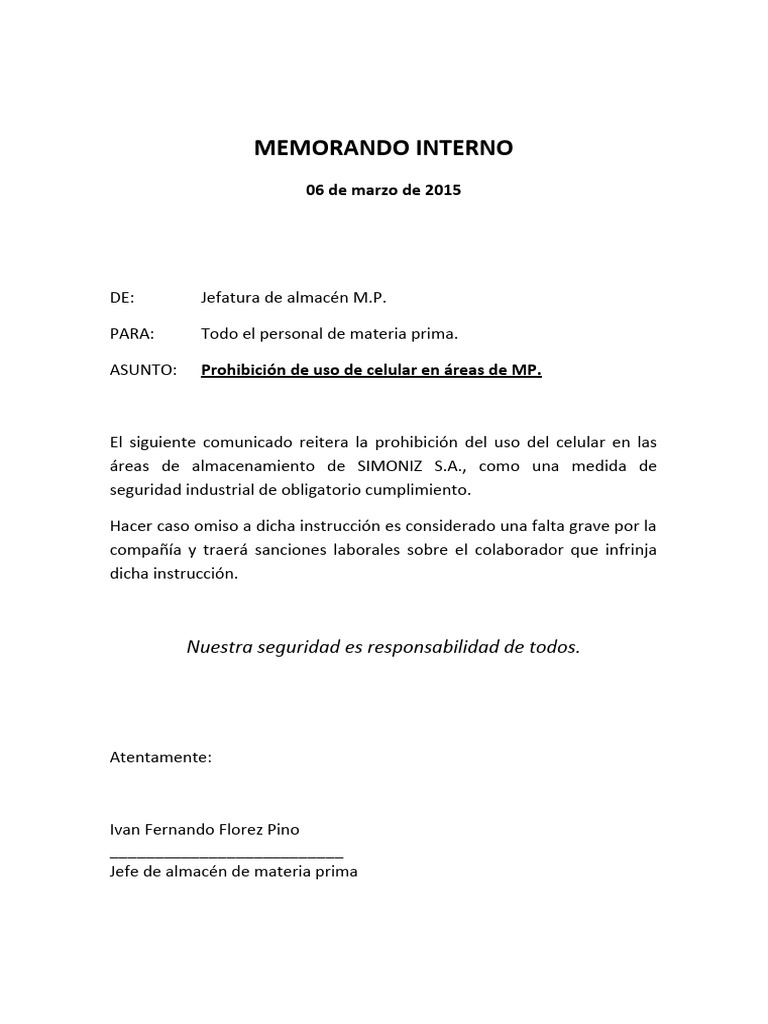 Memorando Interno | PDF