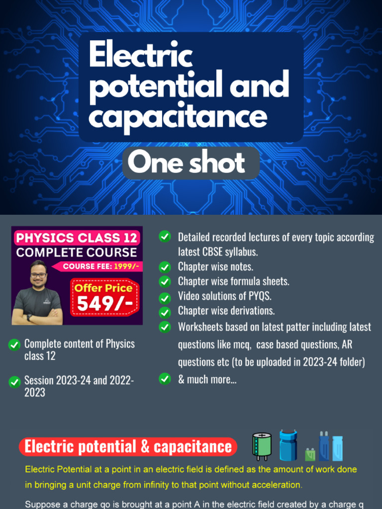 Electric Potential and Capacitance Lecture Slides | PDF
