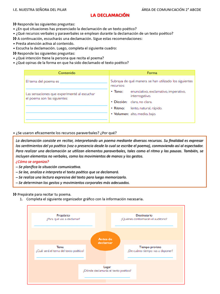 LA DECLAMACIÓN | PDF