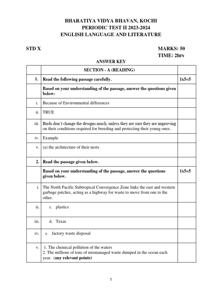 Class 10 English Answer Key 2023-24 | PDF