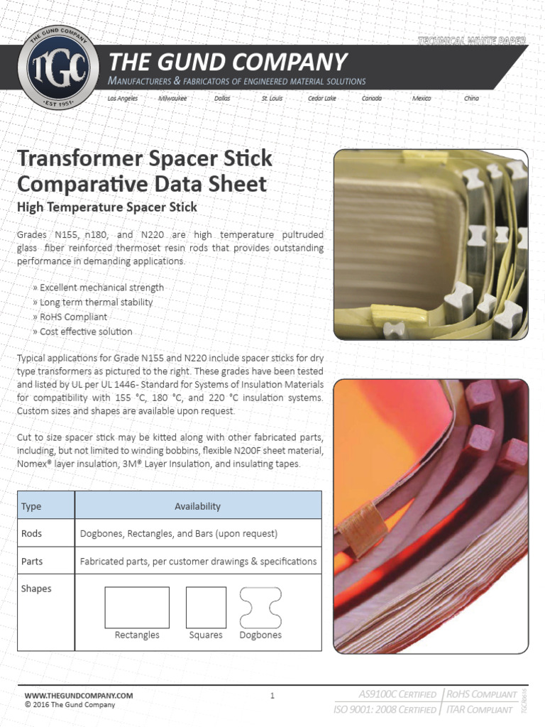 Transformer Dog Bones Spacer Stick Comparative Datasheet | PDF