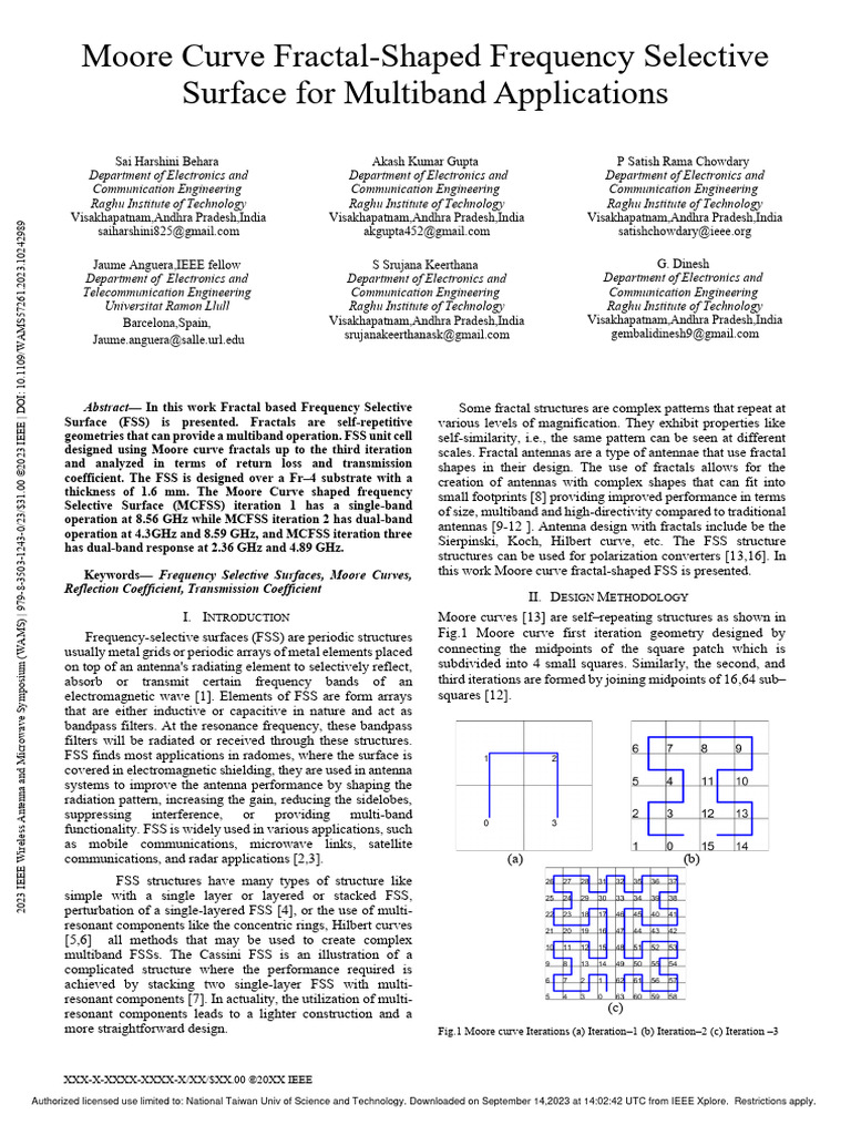 Moore Curve Fractal-Shaped Frequency Selective Surface For Multiband ...