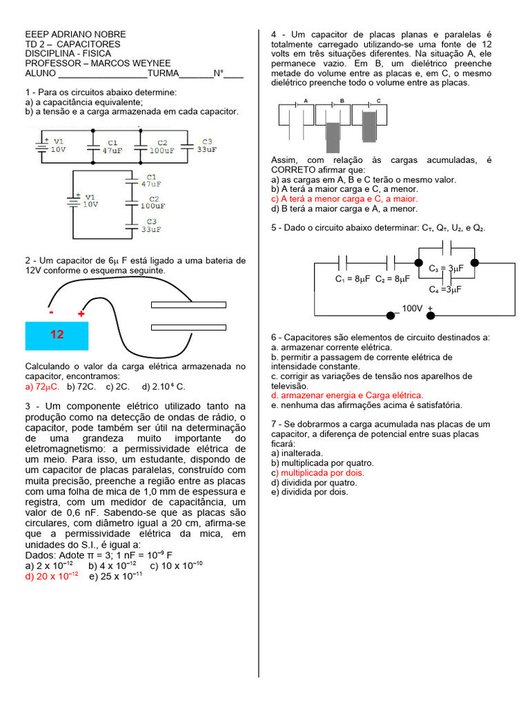 TD 2 - Capacitores 2023 | PDF