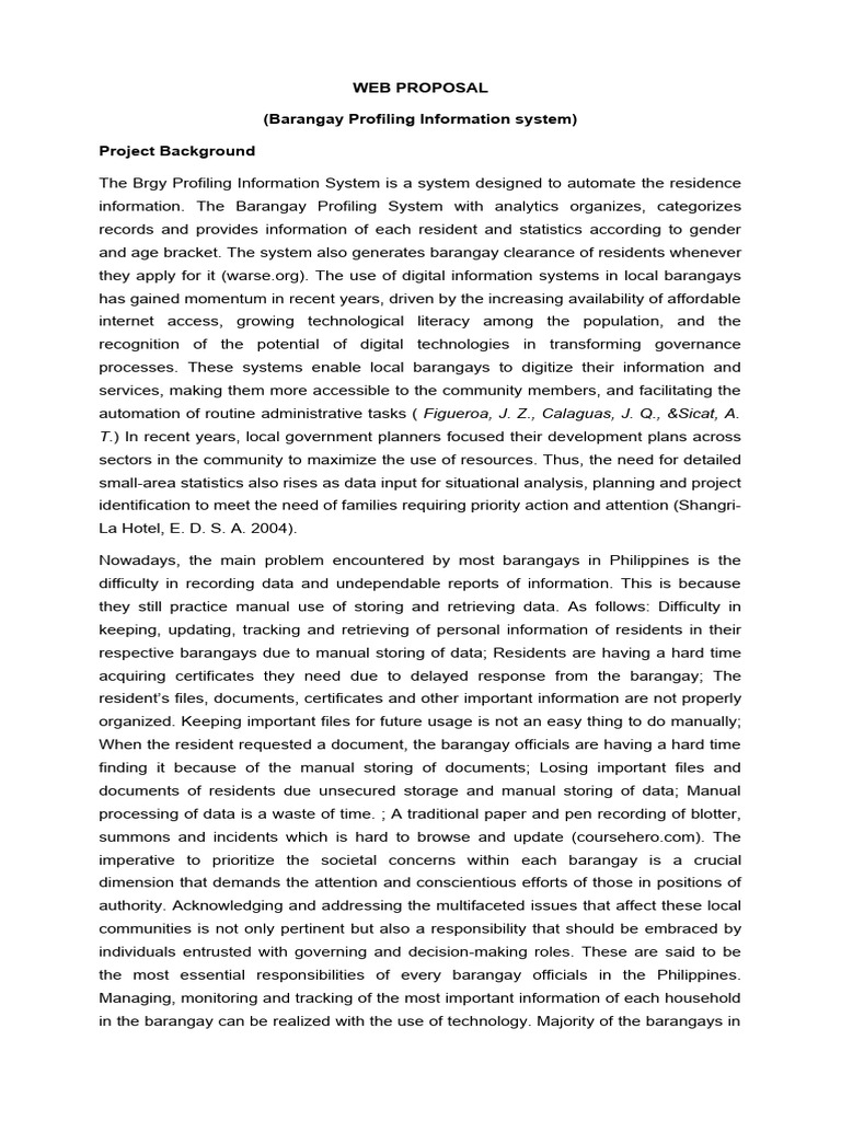 Barangay Profiling Information System | PDF