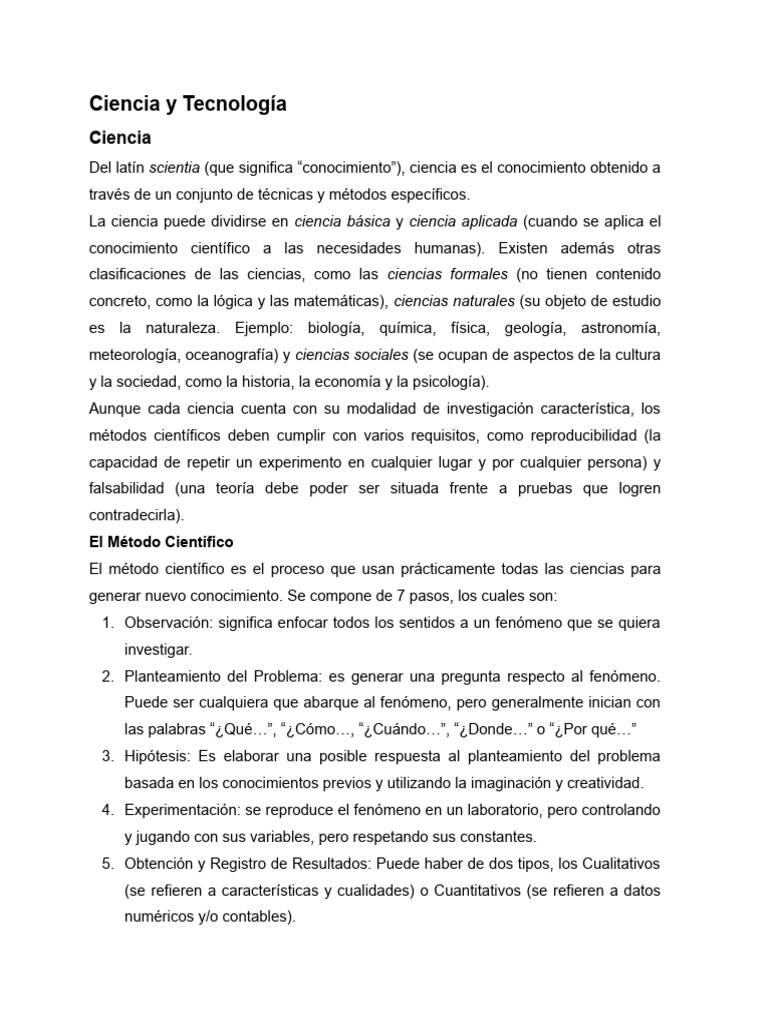 Ciencia y Tecnología: Fundamentos y Aplicaciones | PDF