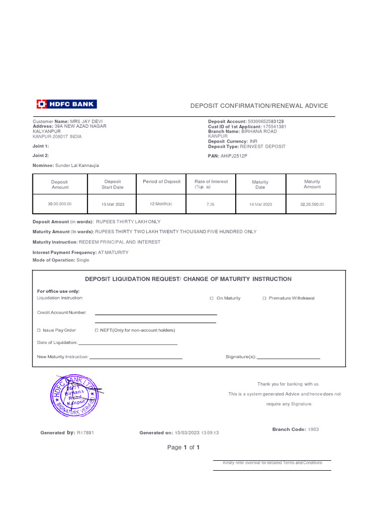 Hdfc Fixed Deposit Pdf