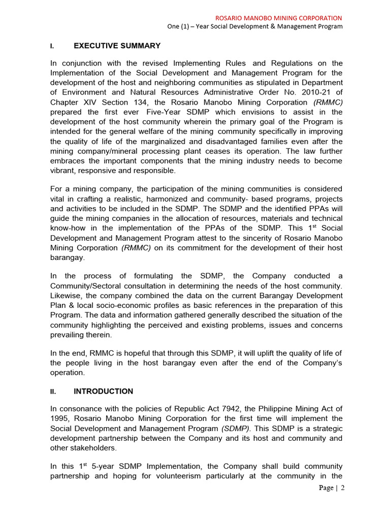 1-Yr SDMP | PDF | Mining | Soil