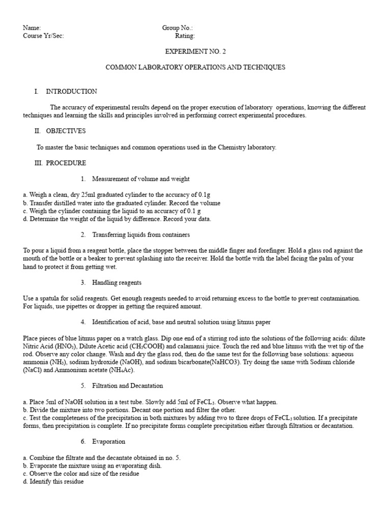 Laboratory Techniques in Chemistry | PDF