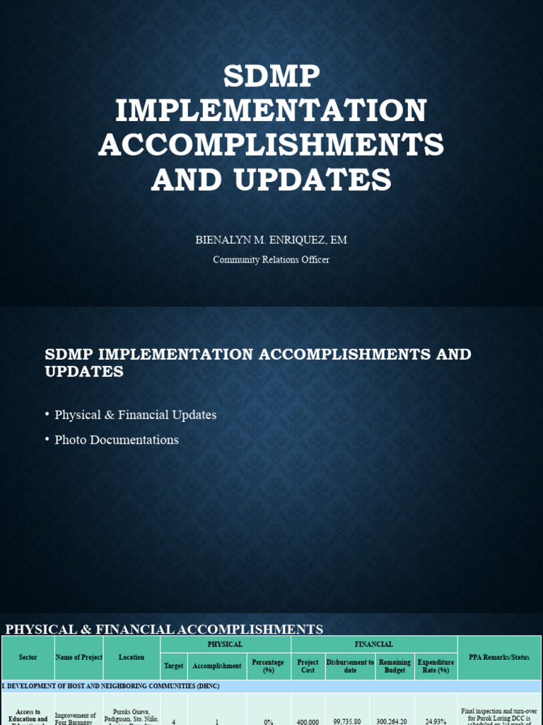 SDMP Implementation Accomplishments and Updates | Download Free PDF ...