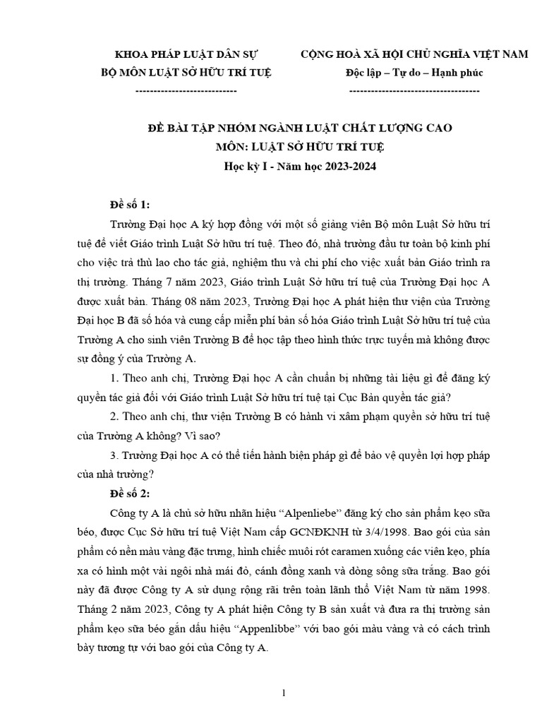 BTN CLC Kỳ 1 (2023-2024) | PDF