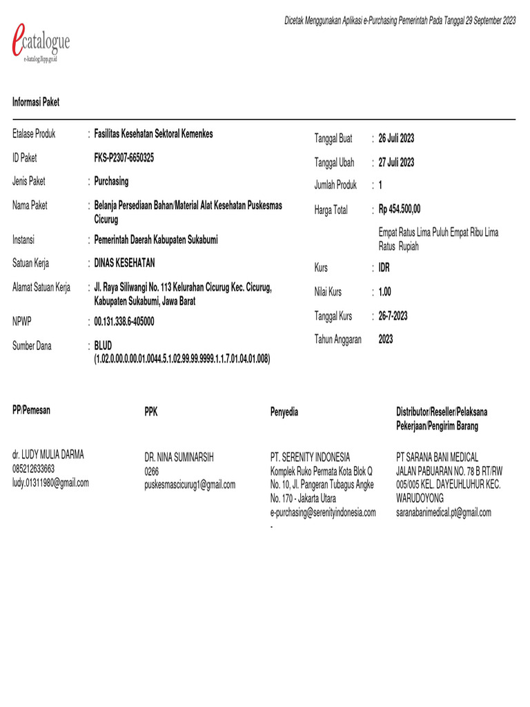 Cetak Pesanan FKS-P2307-6650325 | PDF