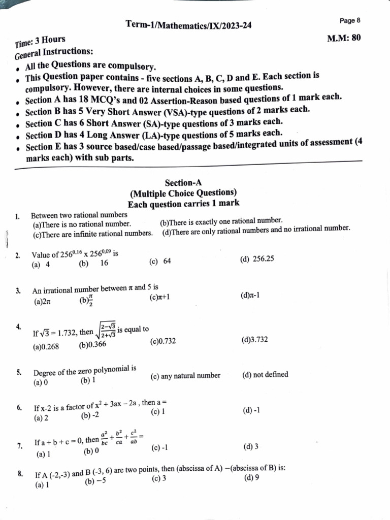 Ix Mid Term 2023-24 | PDF