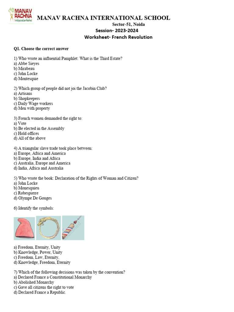 French Revolution Practice Worksheet | PDF