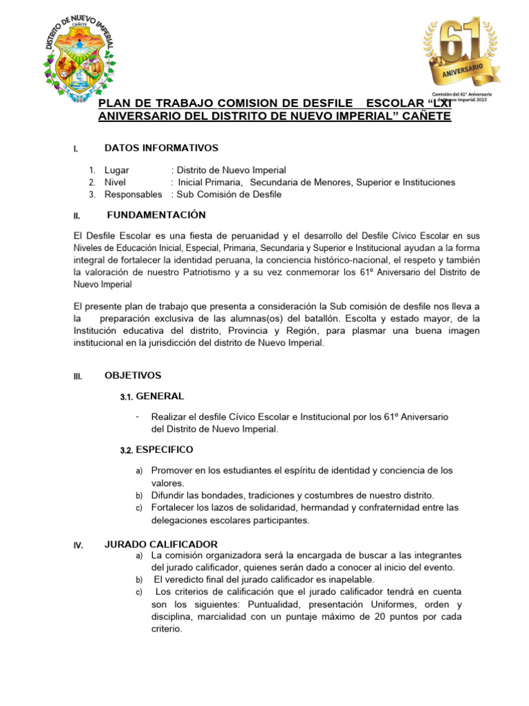 Plan de Desfile | PDF | Etapas educativas | Infancia