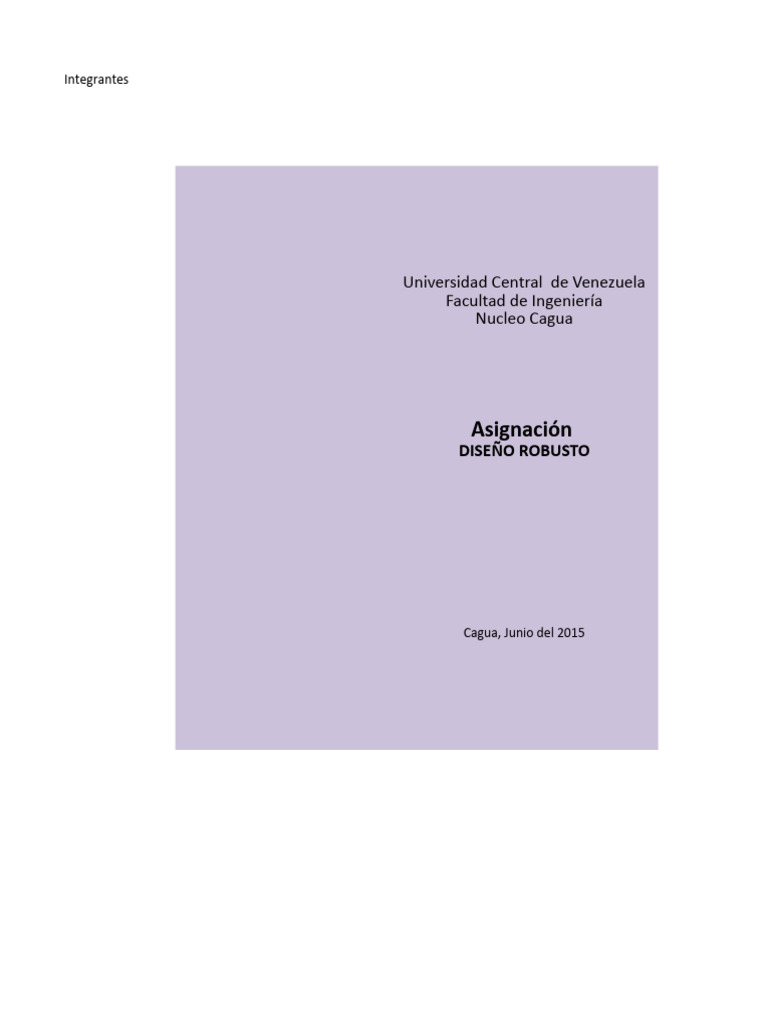 Asignación Diseño Robusto - Peñaloza - Salcedo | PDF | Science ...